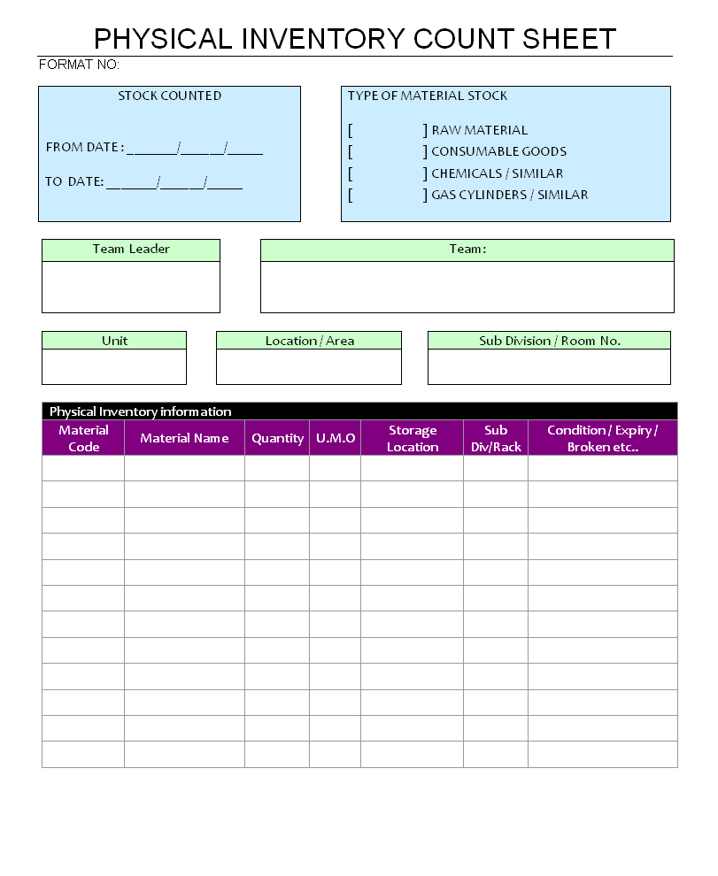 Physical Stock Excel Sheet Sample Physical Inventory Sheet 1 Small Business Free Forms 
