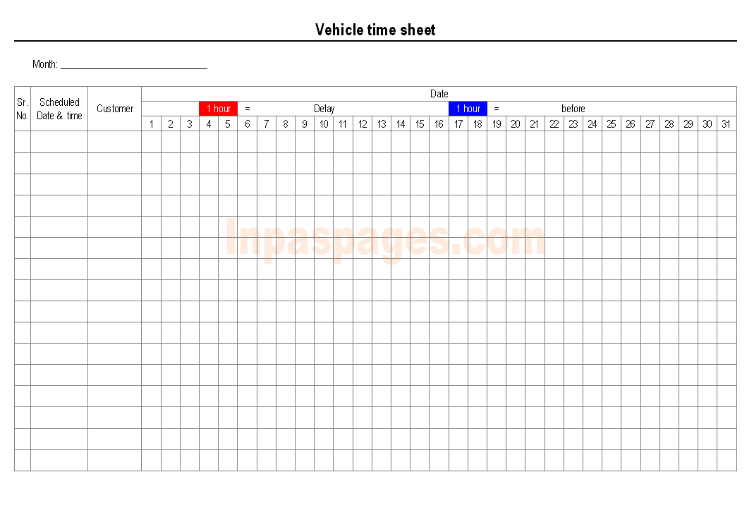 Vehicle Time Sheet Format