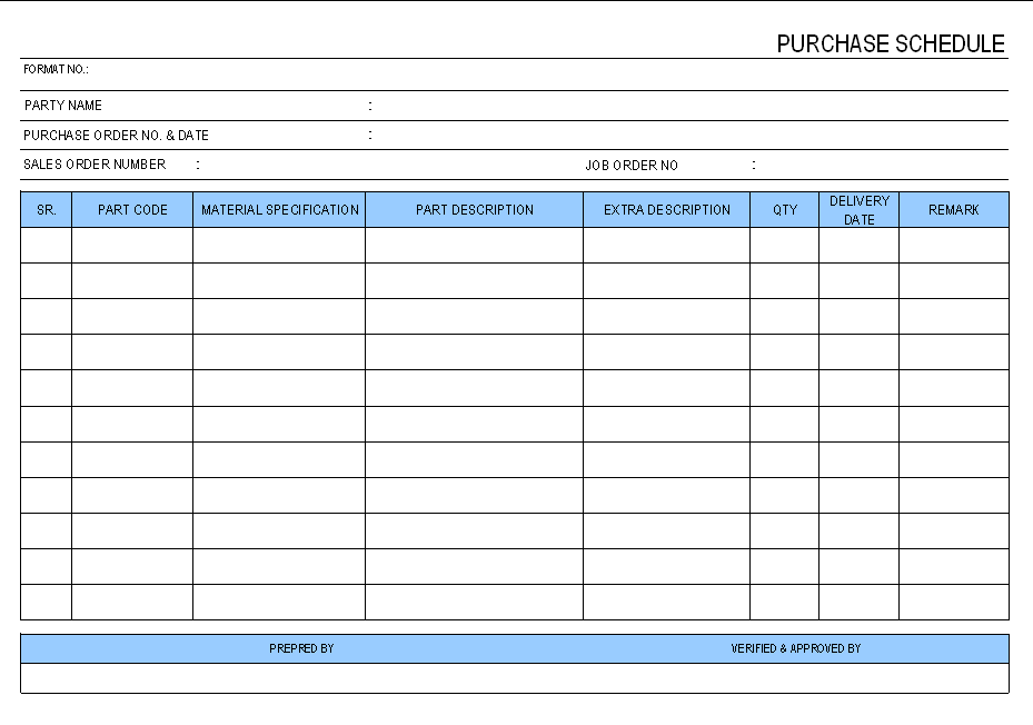 Purchase Schedule Format