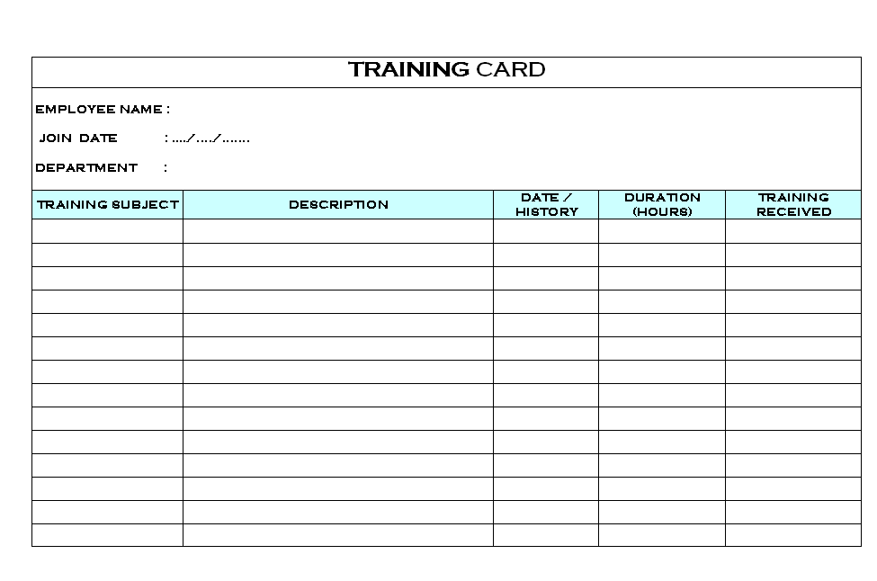 Training Card Training Card
