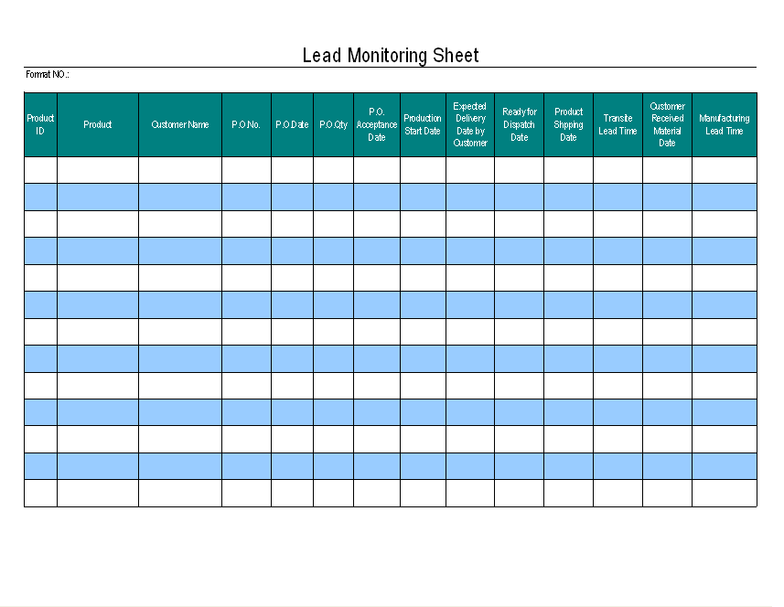 Lead Monitoring Sheet Lead Monitoring Sheet