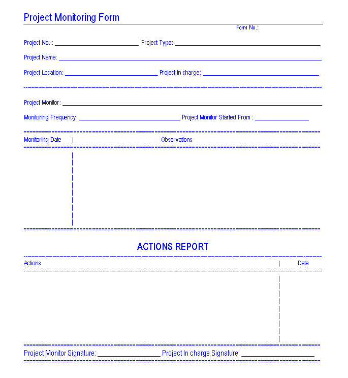 Project Monitoring Form