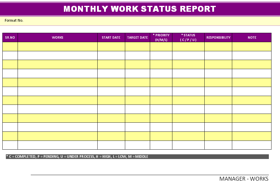 Weekly Status Report Template Excel Database Weekly Status Report Template Excel Database