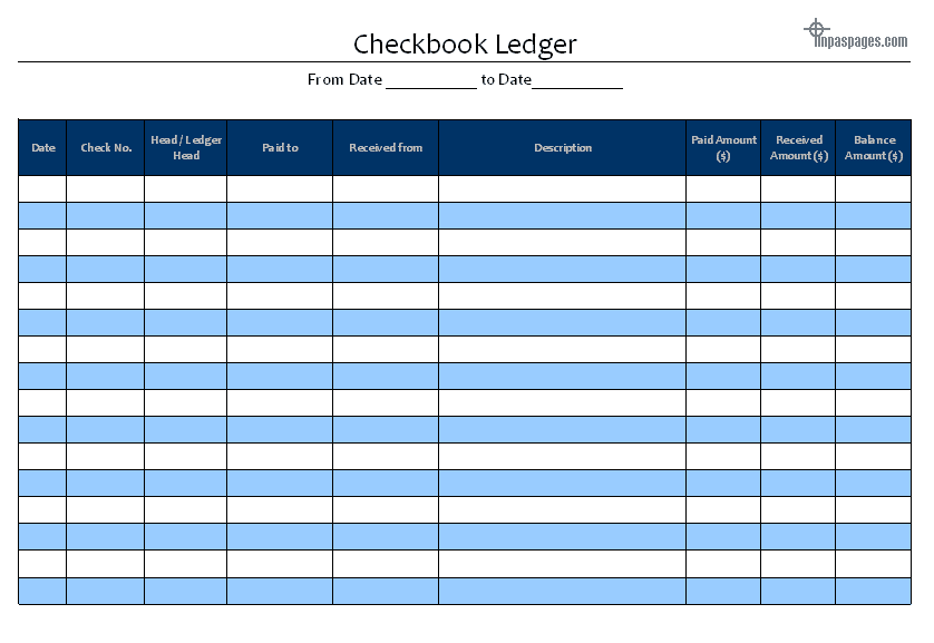 Checkbook Ledger Checkbook Ledger