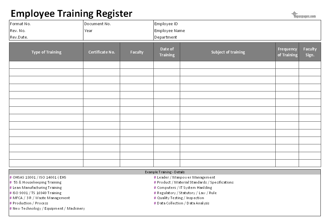 Training Record Format In Excel ~ MS Excel Templates Training Record Format In Excel ~ MS Excel Templates