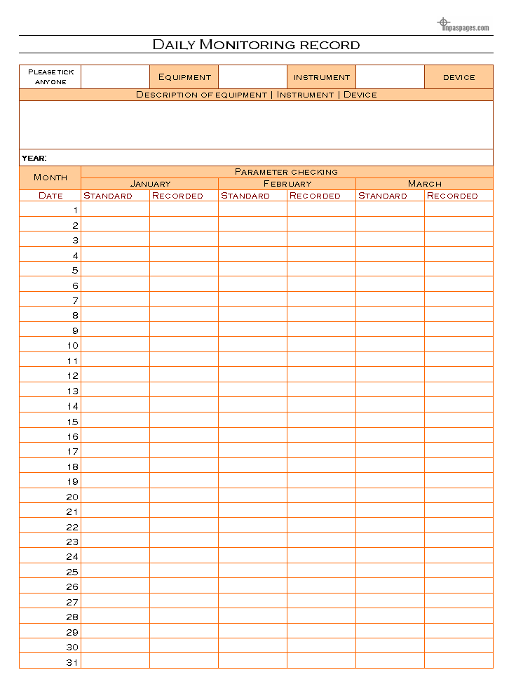 Daily Monitoring System For Equipment And Instrument