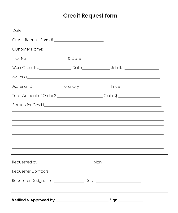 Customer Credit Request Document