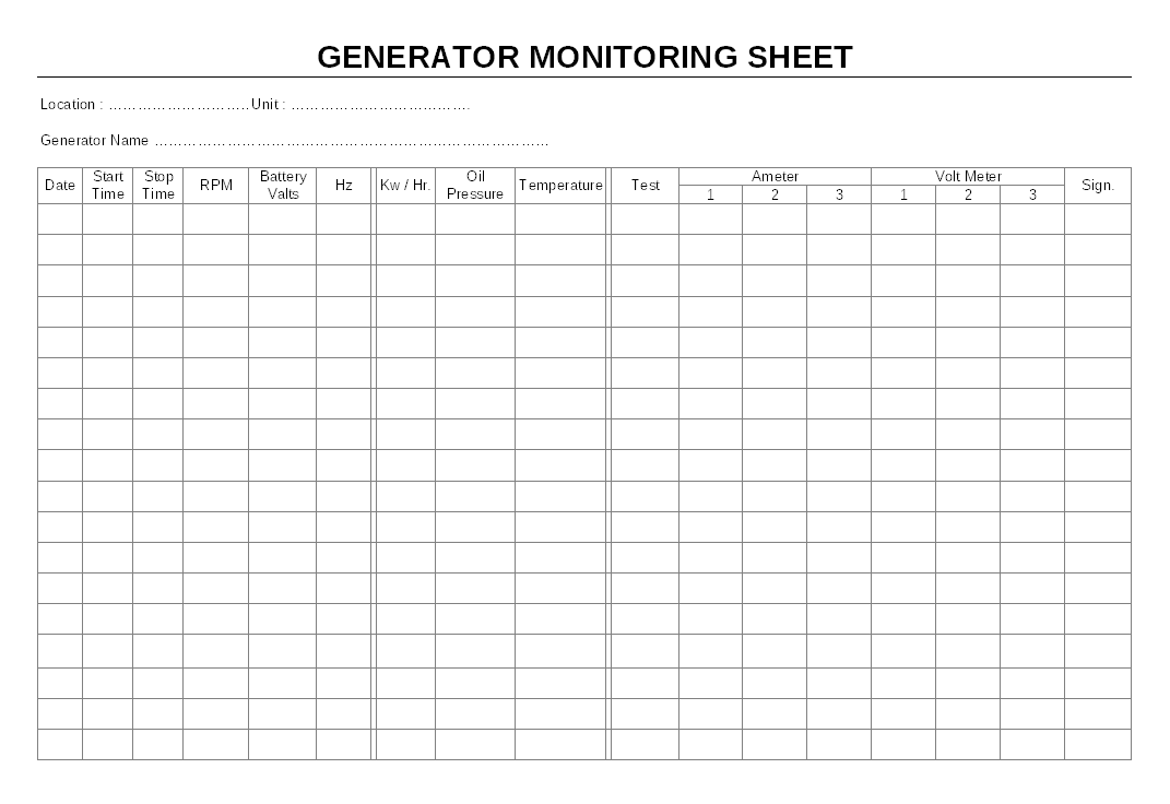 Generator Monitoring Documentation