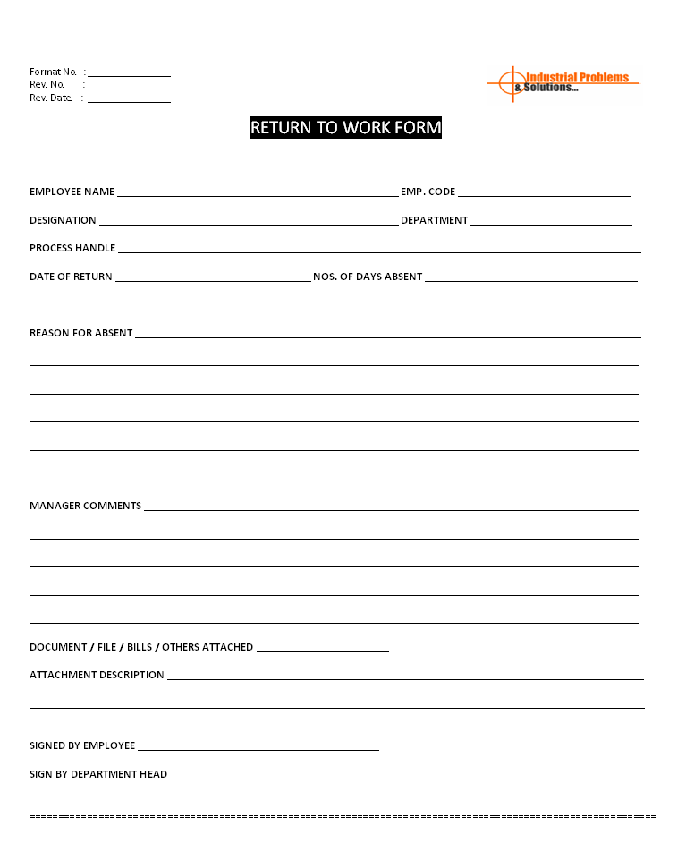 Employee Return To Work Procedure And Template