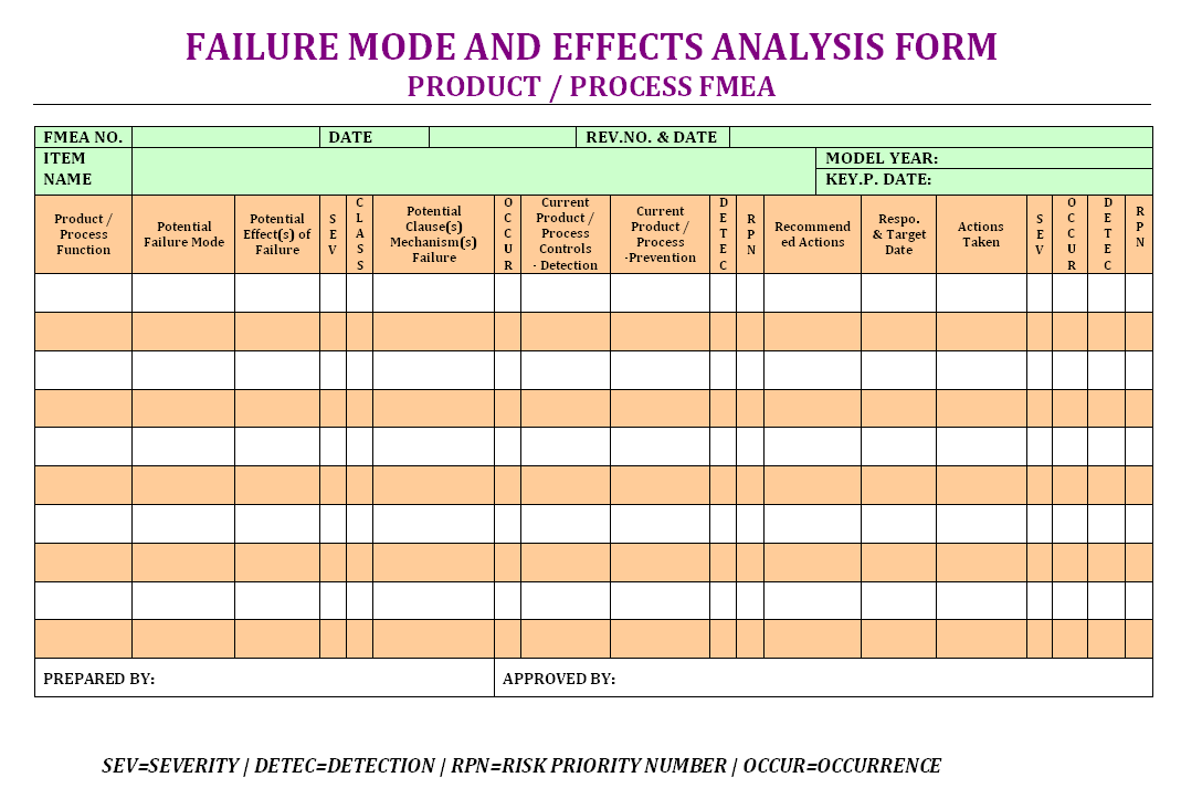 Failure Mode Effects Analysis Form Format Samples Word Document