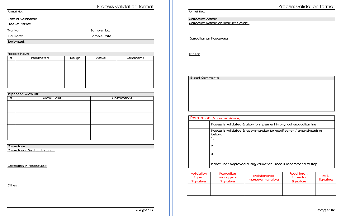 Process Validation Format