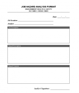 Job hazard analysis format