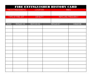 Fire extinguisher History card