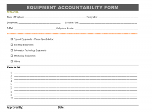 Equipment Accountability form