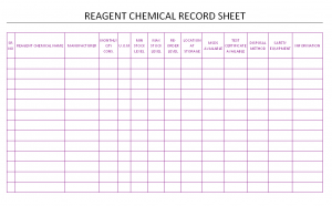 Reagent chemical record sheet