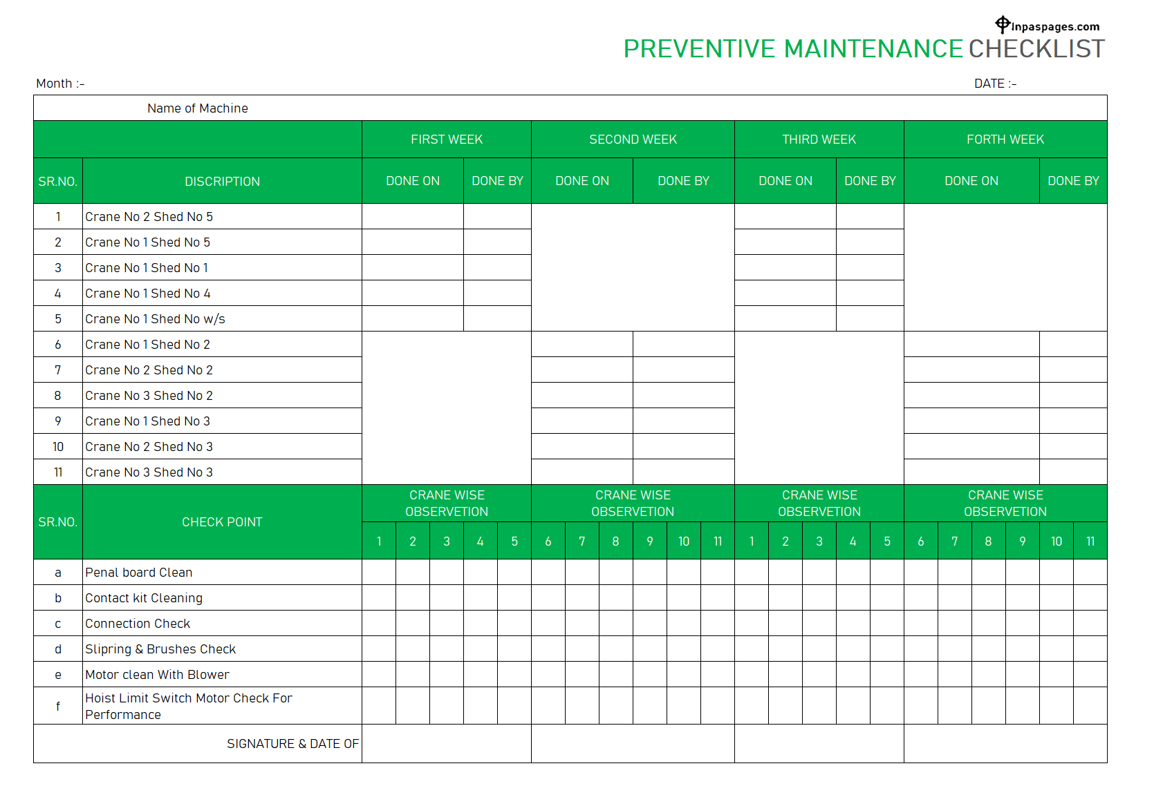 Maintenance Checklist Templates - 10+ free daily, weekly