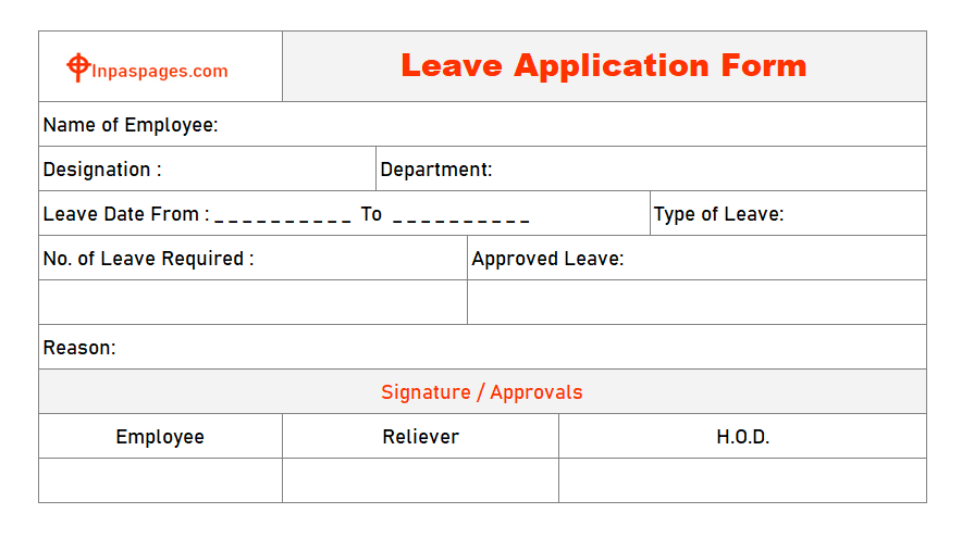 Leave Application form template | Employee in Excel & word format